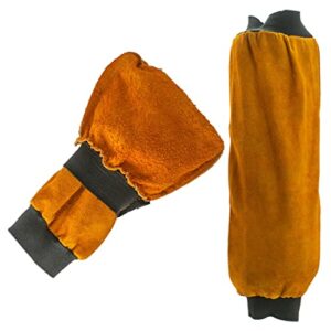 VIDAYA Leather Welding Work Sleeves for Men, Welding Safety Arm Protection Sleeves, Fire Resistant, Heat and Abrasion Resistant Welder Protective Arm Covers (1 Pair)