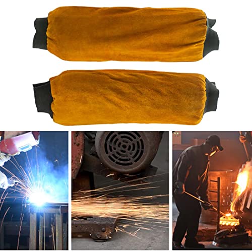 VIDAYA Leather Welding Work Sleeves for Men, Welding Safety Arm Protection Sleeves, Fire Resistant, Heat and Abrasion Resistant Welder Protective Arm Covers (1 Pair)