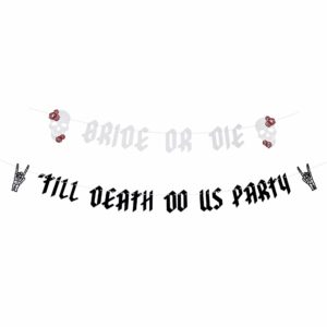 bride or die bachelorette party decorations, till death do us party party decorations, 2 banner bundle, 35 pieces