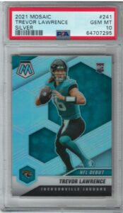 psa gem mint 10 2021 panini mosaic trevor lawrence silver prizm refractor rookie card