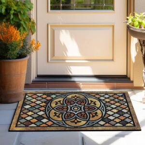 CHICHIC Door Mat Welcome Mat 18 x 30 Inch Front Door Mat Outdoors for Home Entrance Outdoors Mat for Outside Entry Way Doormat Entry Rugs, Heavy Duty Non Slip Rubber Back Low Profile, Petal 2