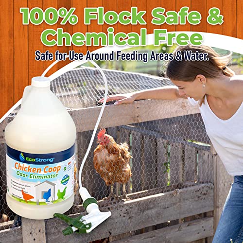 Eco Strong Chicken Coop Cleaner and Odor Eliminator, All Natural Deodorizer - Ready to Use - 128 oz w Sprayer