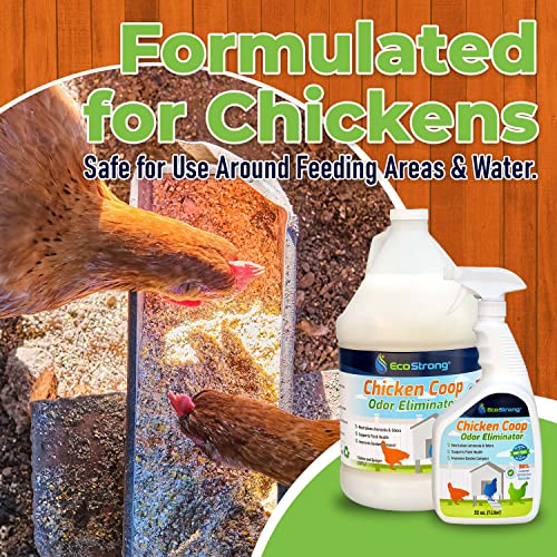 Eco Strong Chicken Coop Cleaner and Odor Eliminator, All Natural Deodorizer - Ready to Use - 128 oz w Sprayer