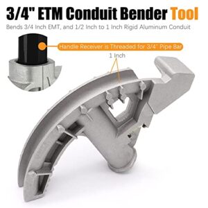 Fuzbaxy Conduit Bender Tool for 3/4inch EMT and 1/2 inch Rigid Pipes for Stub-Ups,Offsets,Back-to-Back(Aluminum)