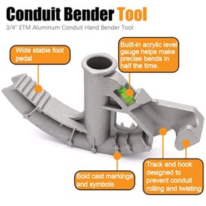 Fuzbaxy Conduit Bender Tool for 3/4inch EMT and 1/2 inch Rigid Pipes for Stub-Ups,Offsets,Back-to-Back(Aluminum)