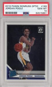 graded 2019-20 panini donruss optic jordan poole #169 rookie rc basketball card psa 10 gem mint