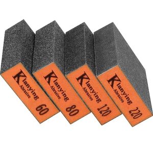 sanding sponge, 60-220 grit assortment sanding block, wet and dry dual-use sander sponges for drywall metal, sandpaper sponge for wood, washable and reusable