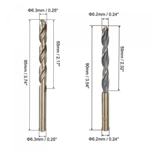 uxcell 6.2mm 6.3mm Drilling Dia Twist Drill Bits, High Speed Steel Cobalt Straight Shank Metric Twist Drill Bit 3pcs