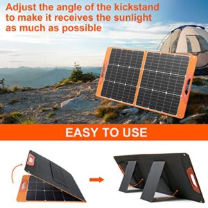 100W Folding Solar Panel for Solar Generator, Portable Solar Power Supply with Adjustable Kickstand for Home Emergency, Outdoor, Camping Van, RV, and Off-Grid Emergency Power Station