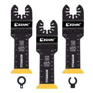 ezarc titanium oscillating saw blades, extra-long oscillating multitool blades for metal, wood nails, screws cutting, plastic, 3 pack