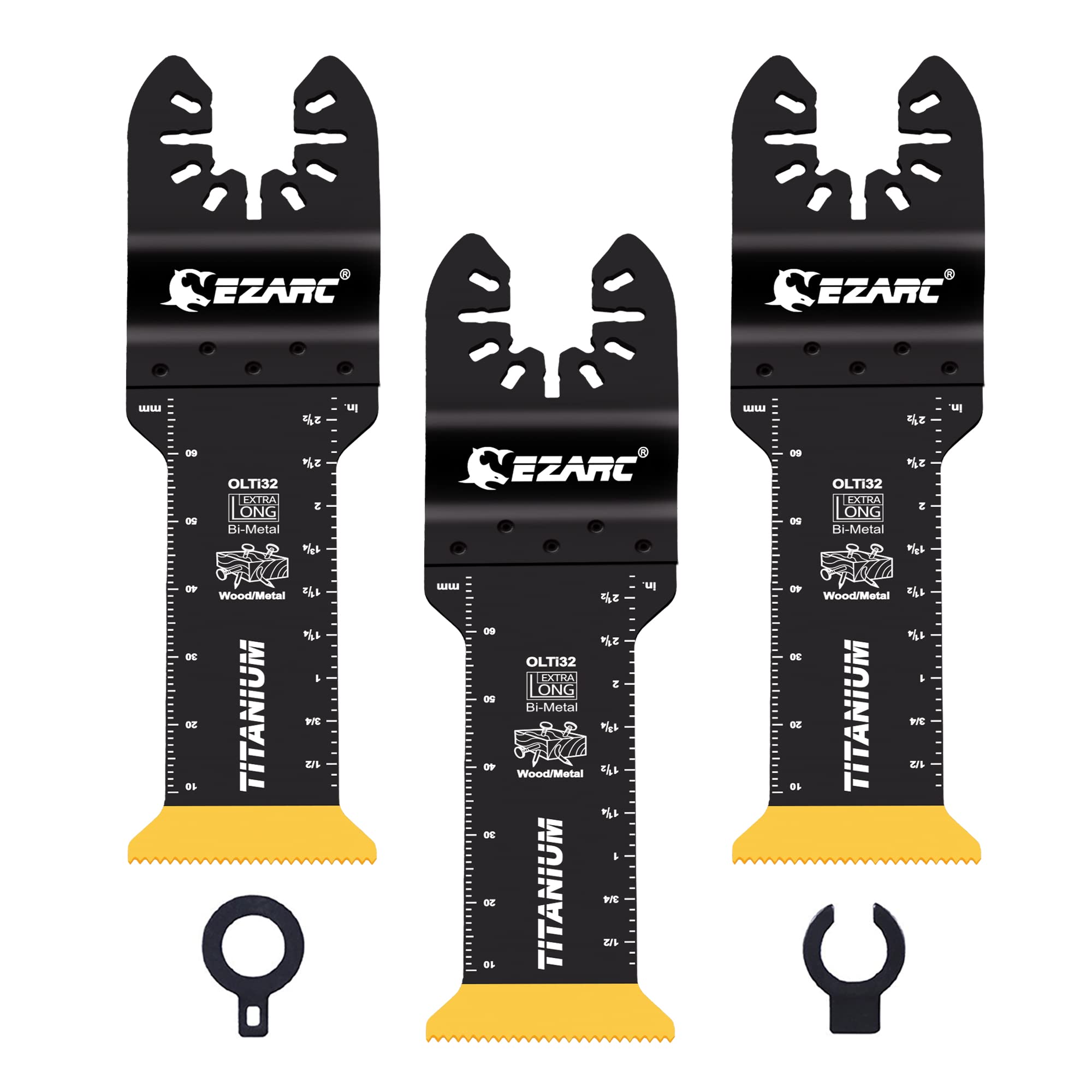 EZARC Titanium Oscillating Saw Blades, Extra-Long Oscillating Multitool Blades for Metal, Wood Nails, Screws Cutting, Plastic, 3 Pack