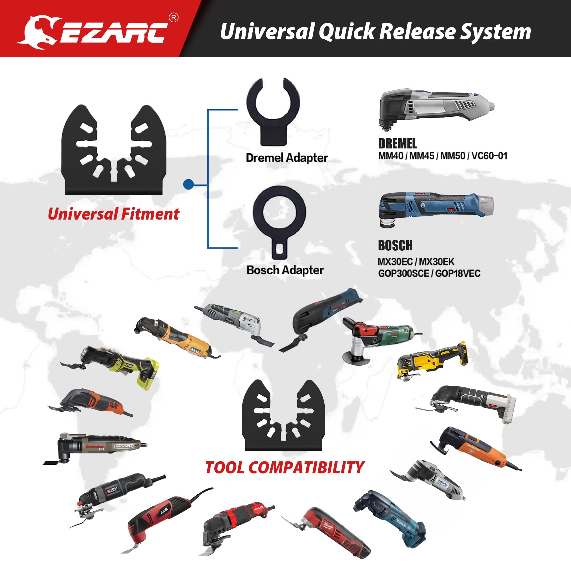 EZARC Titanium Oscillating Saw Blades, Extra-Long Oscillating Multitool Blades for Metal, Wood Nails, Screws Cutting, Plastic, 3 Pack