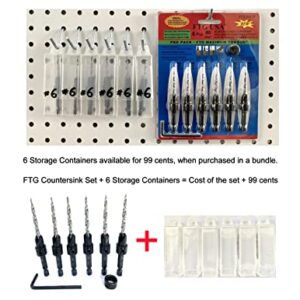 FTG USA Countersink Drill Bit Set 6 Pc #6 (9/64"), 6 Pc #8 (11/64") Wood Countersink Drill Bit Pro Pack Countersink Set, Tapered Countersink Bit, 2 Stop Collar, 2 Hex Wrench