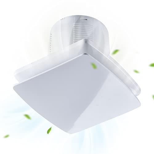 Bathroom Fan, Wall and Ceiling Mount Square Powerful 1.0 Sone 110 CFM 110 V 5.8” Duct Vent Exhaust Fan Household Ventilation Fan ABS Plastic White