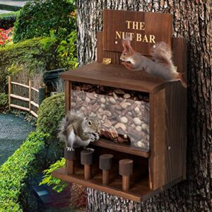 VASGOR Squirrel Feeder Table The Nut Bar, Wooden Picnic Table Feeder, Durable Squirrel Feeder Corn Cob, with Solid Structure, Stable Squirrels Stool Bar, 15 x 10 x 6 Inches (Brown)