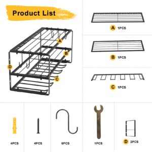 Power Tool Organizer Wall Mount, Cordless Drill Holde Garage Pegboard Tool Organizer Rcak, Multi-function Battery Charging Station Rack for Storage Parts Bin, Wrench, Pliers, Screwdrivers, Bit