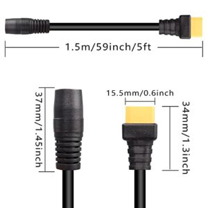 GINTOOYUN DC 8mm to XT60 Power Cable, 5Ft DC7909 7.9mm x 5.5mm Female to XT-60 Male Adapter Cord for for Solar Panels Portable Power Station 14AWG 1.5m