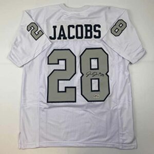 facsimile autographed josh jacobs oakland las vegas color rush white reprint laser auto football jersey size men's xl