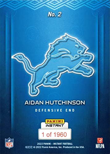 2022 Panini Instant Draft Night Football #2 Aidan Hutchinson Rookie Card Lions