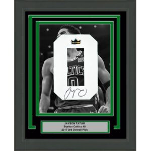 framed jayson tatum facsimile autographed jersey number 20x24 boston celtics reprint laser auto basketball photo