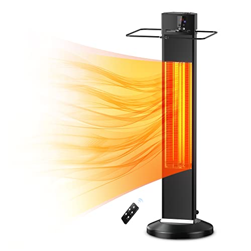 Outdoor Patio Heater，Quiet Electric Space Heater with Remote， Patio Heater,500/1000/1500W Infrared Heater，IPX5 Waterproof Tower, Anti-Dumping,Infrared heater Bedroom, Living Room and Garage use