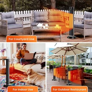 Outdoor Patio Heater，Quiet Electric Space Heater with Remote， Patio Heater,500/1000/1500W Infrared Heater，IPX5 Waterproof Tower, Anti-Dumping,Infrared heater Bedroom, Living Room and Garage use