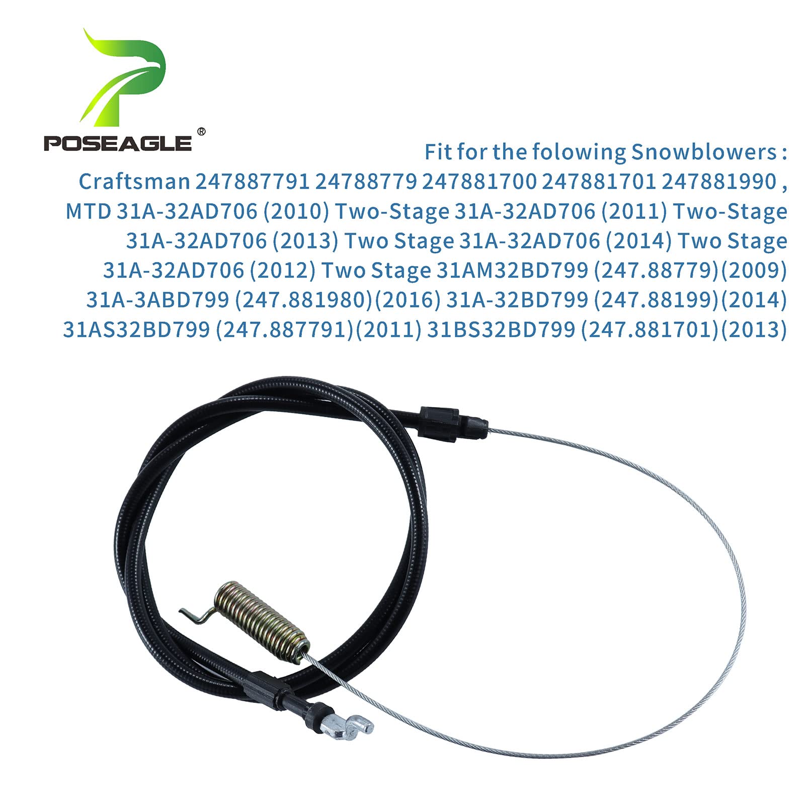 POSEAGLE 2 Pack 946-04642a Drive Engagement Cable Compatible with MTD 946-04642a, 946 04642a, Craftsman 946-04642, 946 06462, 746-06462 for Some MTD 2-Stage Snow Throwers (2009–2012)