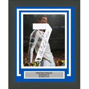 framed cristiano ronaldo facsimile autographed jersey number 20x24 real madrid reprint laser auto soccer photo