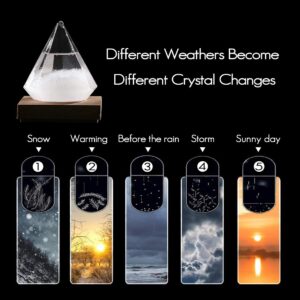 Weather Storm Glass Bottle Drop Creative Stylish Weather Station Forecaster Barometer, Desktop Decoration Crafts of Choice (Water Droplet+Base)