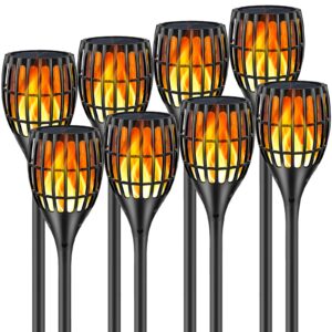 ollivage solar torch light with flickering flame, solar lights outdoor garden waterproof dancing flames lights, flickering flames garden lights, landscape decoration pathway patio lights 43",8p