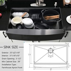 33 Inch Farmhouse Sink Workstation Black - WXOHF 33 inch Farm Sink Apron Front Workstation Kitchen Sink Single Bowl 16 Gauge Farm Sink With Cutting Board