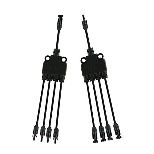 KEDAKEJI 1 Pair Solar Y Connector Solar Panel Parallel Connectors 1 to 4 Solar Connector Solar Cable Wire Plug Tool Kit (M/FFFF and F/MMMM)