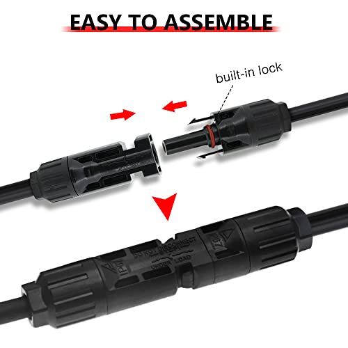 KEDAKEJI 1 Pair Solar Y Connector Solar Panel Parallel Connectors 1 to 4 Solar Connector Solar Cable Wire Plug Tool Kit (M/FFFF and F/MMMM)