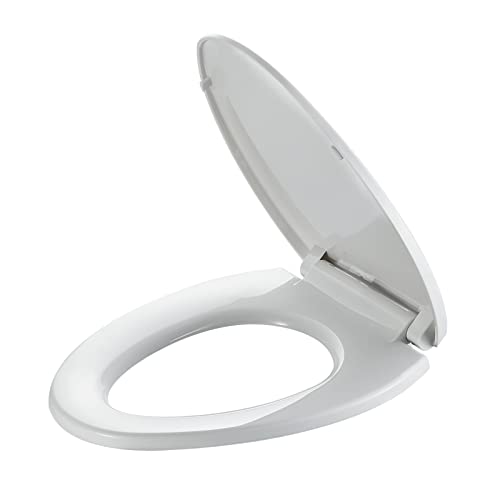 TINYROW Toilet Seat Elongated,Slow Close Toilet Seat Plastic,White Toilet Seat,19 Inch Toilet Seats for Standard Toilets,Toilet Lid