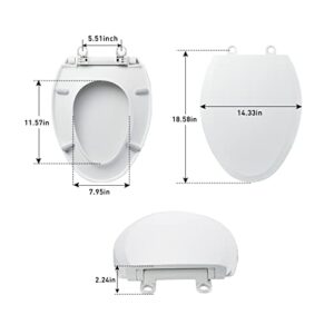 TINYROW Toilet Seat Elongated,Slow Close Toilet Seat Plastic,White Toilet Seat,19 Inch Toilet Seats for Standard Toilets,Toilet Lid