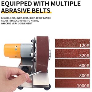 Baisiky Mini Belt Sander-Electric Bench Grinder Grinding Machine, 7 Adjustable Speed Grinder Polisher Knife Sander Tool for DIY Woodworking, Metal, Knife Making