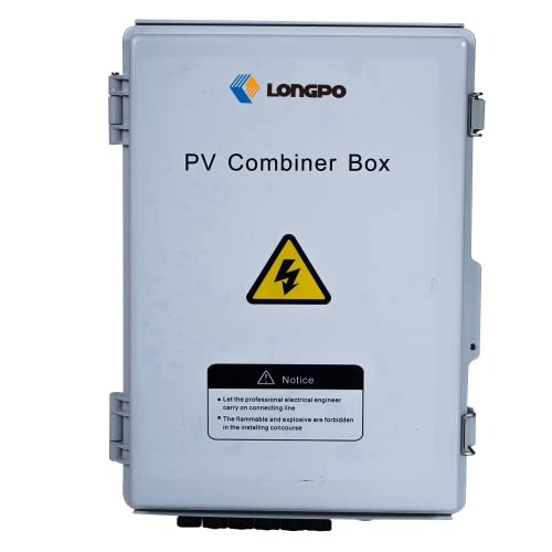 lopopvsys 6 String PV Combiner Box with Lightning Arreste, 15A Rated Current Fuse and 2P 63A Circuit Breakers for On/Off Grid Solar Panel System (6 String PV Combiner Box)