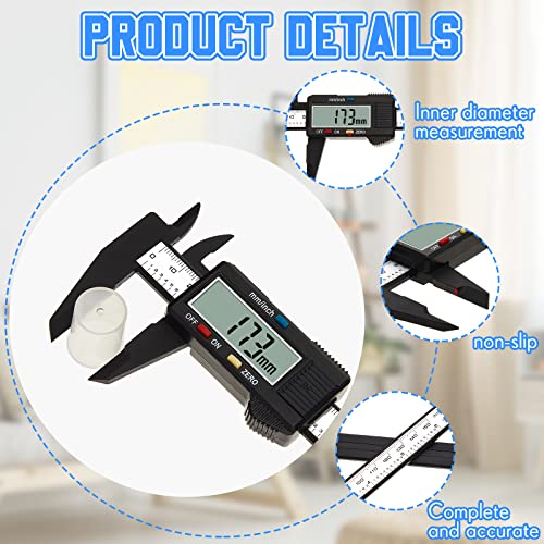 5 Pcs Digital Caliper 0 - 6 Inch Calipers Measuring Tool Electronic Digital Vernier Caliper with Large LCD Screen Shutdown Function, Reset Function, Inch and Millimeter Conversion