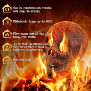 12 Pieces Fire Pit Skull Imitated Human Skull Gas Log for Indoor or Outdoor Fireplaces Ceramic Fireproof Fire Pit Skull Log Skull Shaped Halloween Decor for Fireplaces Fire Pits Campfire