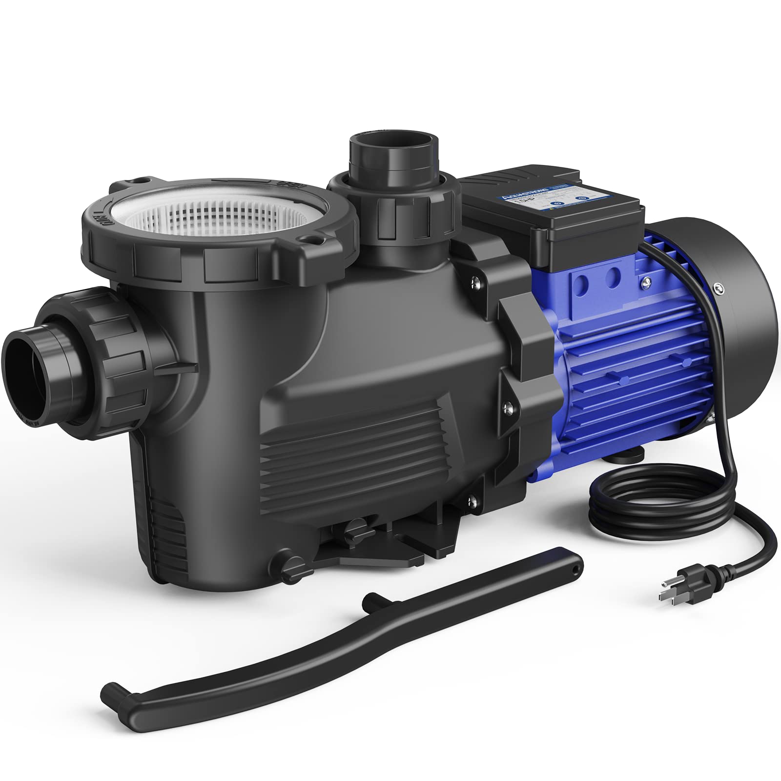 AQUASTRONG 1.5 HP In/Above Ground Single Speed Pool Pump, 115V, 8100GPH, High Flow, Powerful Self Primming Swimming Pool Pumps with Filter Basket