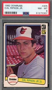 cal ripken jr 1982 donruss baseball rookie card rc #405 graded psa 8