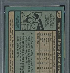 Rickey Henderson 1980 Topps Baseball Rookie Card RC #482 Graded PSA 5