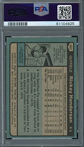 Rickey Henderson 1980 Topps Baseball Rookie Card RC #482 Graded PSA 5