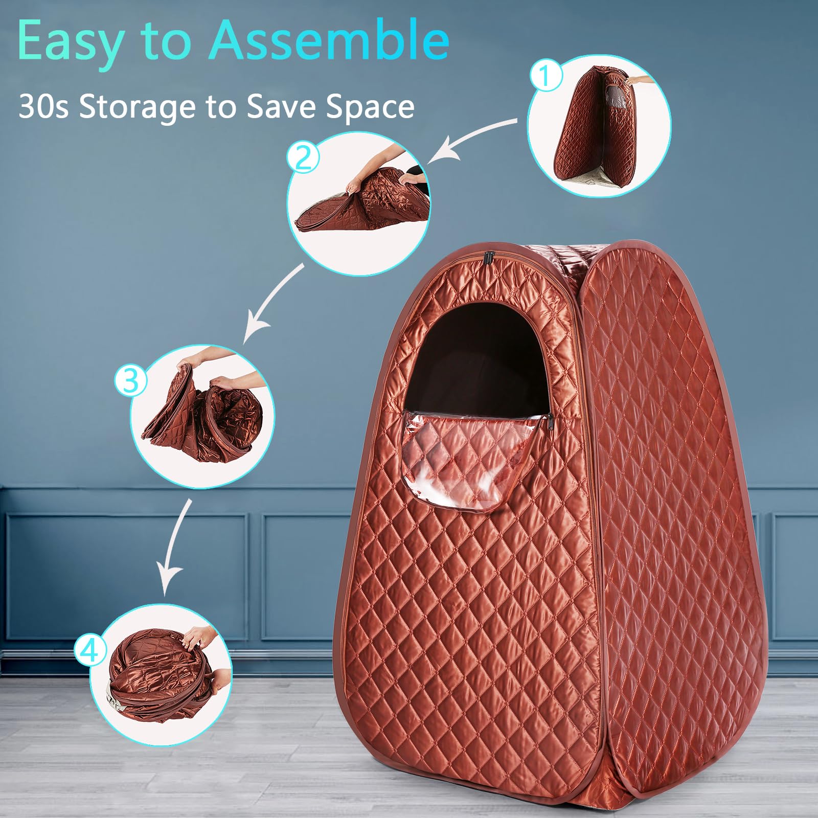 Portable Sauna for Home Full Body Personal Sauna Steam Sauna at Home Spa with 2.6L 1000W Steam Generator, 90 Minute Timer, Foldable Chair, Remote Control Included(Brown)