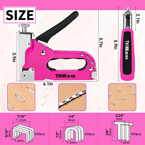 27Pc Staple Gun Set, Pink Staple Guns/Home Use, 3 in 1 Upholstery Staple Gun with 900 Staples, Stapler Gun for Wood Heavy Duty, Fabric, Crafts, Decoration DIY, Home Tool Kit Christmas Gift for Women