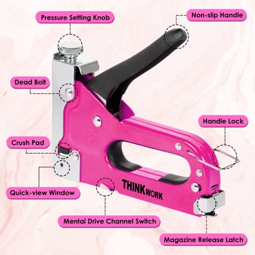 27Pc Staple Gun Set, Pink Staple Guns/Home Use, 3 in 1 Upholstery Staple Gun with 900 Staples, Stapler Gun for Wood Heavy Duty, Fabric, Crafts, Decoration DIY, Home Tool Kit Christmas Gift for Women