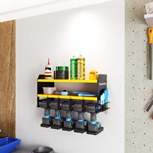 Qianxiaomeng Heavy Duty Power Tool Organiser - Wall Mounted,5 Drill Holder, Christmas Gift for Men Dad Father's Day (yellow)