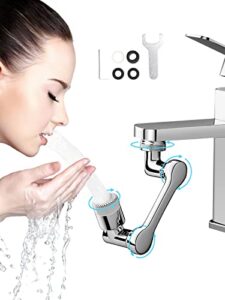 faucet extender, 1080 degree swivel faucet aerator, large-angle rotating splash filter faucet with 2 water outlet modes, bathroom rotatable multifunctional extension faucet for washing eye/hair/face