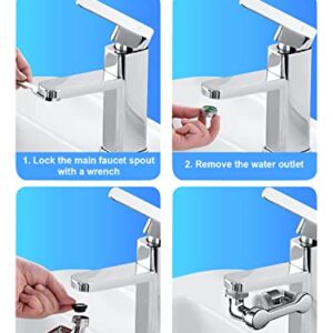 Faucet Extender, 1080 Degree Swivel Faucet Aerator, Large-Angle Rotating Splash Filter Faucet with 2 Water Outlet Modes, Bathroom Rotatable Multifunctional Extension Faucet for Washing Eye/Hair/Face