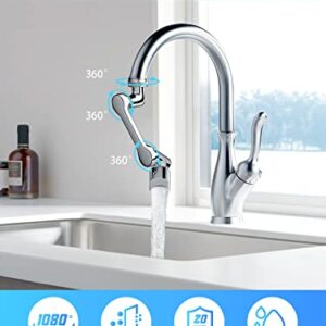 Faucet Extender, 1080 Degree Swivel Faucet Aerator, Large-Angle Rotating Splash Filter Faucet with 2 Water Outlet Modes, Bathroom Rotatable Multifunctional Extension Faucet for Washing Eye/Hair/Face